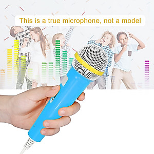 Estink Wired Microphone, Classic Wired Dynamic Microphone 3.5mm Jack Lightweight No Battery for Kids Singing Mechine Home Wired Microphone(Blue)