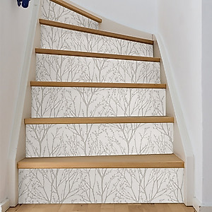 NuWallpaper NU2394 Treetops Peel Stick Wallpaper, White & Off-White