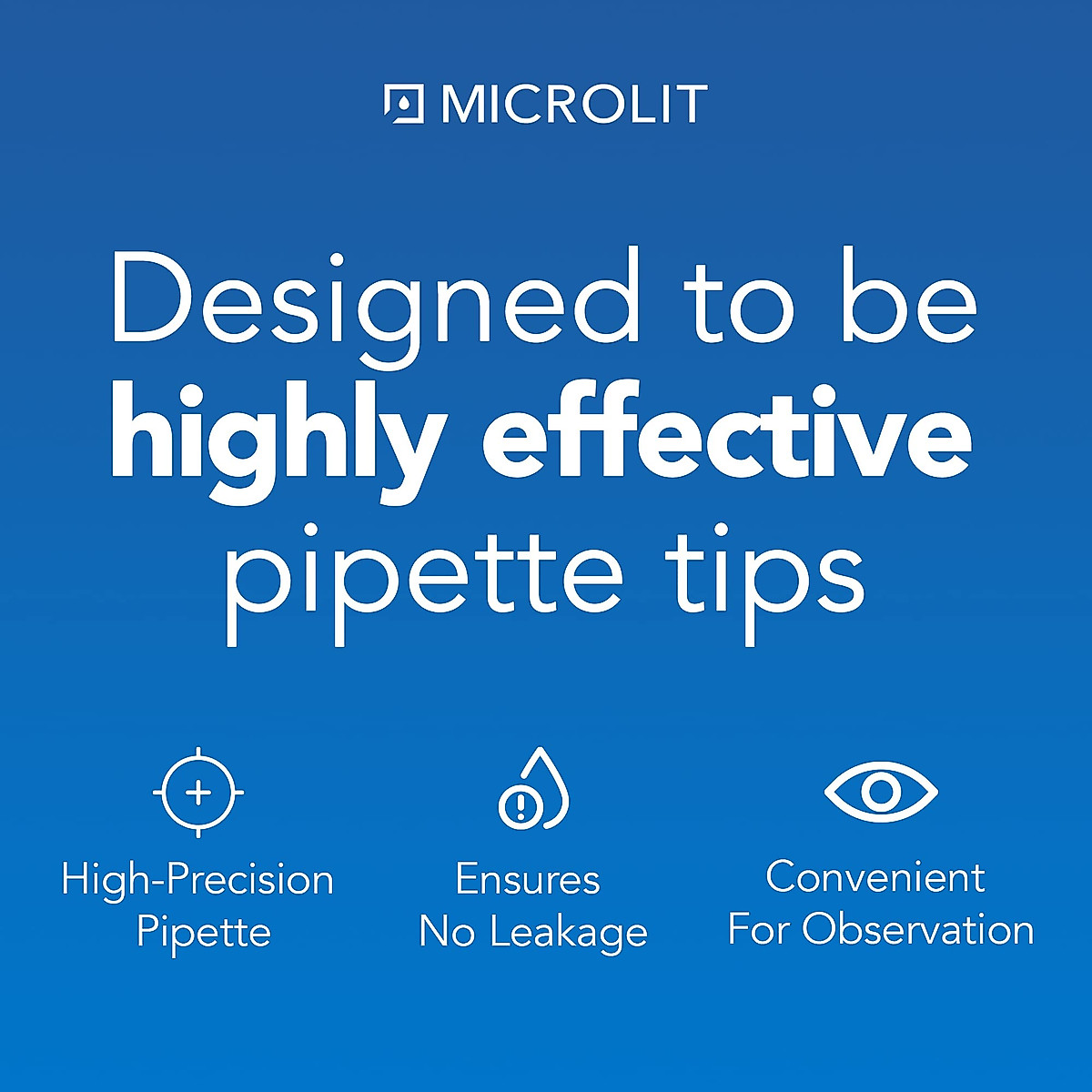 MICROLIT - 10 mL Micropipette Pipette Tips, Low-Retention Hydrophobic Transfer Pipette Tips, Nonpyrogenic Sterile Plastic, Clean-Release Laboratory Pipette Tips, 100 Count
