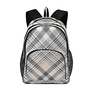 ALAZA Plaid in Pink Gray and White Travel Laptop Backpack Gifts for Men Women Fits 15.6 Inch Notebook