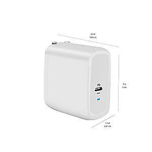 Amazon Basics 65W One-Port GaN USB-C Wall Charger with Power Delivery PD for Laptops,Tablets & Phones (iPhone 15/14/13/12/11/X, iPad, MacPro, Samsung, and more), non-PPS, White
