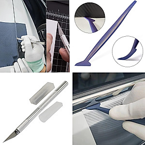 LZLRUN 10 PCS Automotive Vinyl Film Tool Kit, Window Film Installation Tools Wrap Squeegee Wallpaper Smoothing Tool Felt Squeegee Hard Scraper Vinyl Trimming Tool for Car Wrapping Installation