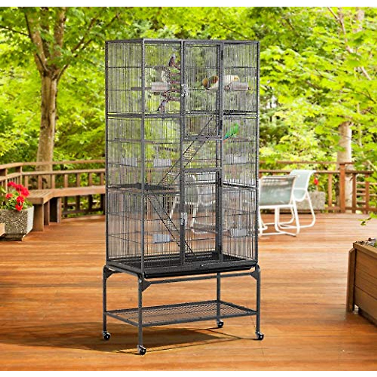 Yaheetech 69-Inch Extra Large Bird Cage Metal Parrot Cage for Mid-Sized Parrots Cockatiels Conures Parakeets Lovebirds Budgie Finch, Black