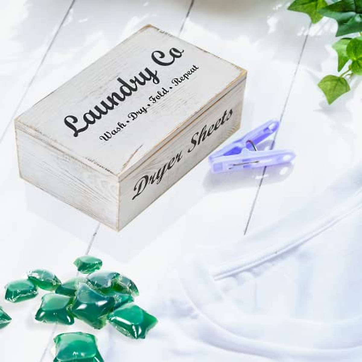 Dryer Sheet Holder For Laundry Room - Farmhouse Dryer Sheet Box With Lid, Rustic Wooden Dryer Sheets Container For Fabric Softener Sheets For Farmhouse Laundry Room Decor And Storage