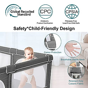 Dad-baby Baby Playpen,79” x 71”,Play Pens for Babies and Toddlers,Playpen for Babies,Baby Play Yards with Anti-Slip Base,Safety Sturdiness Babys Fences for Babies,Infant,Toddler,Anti-Fall Play Pen