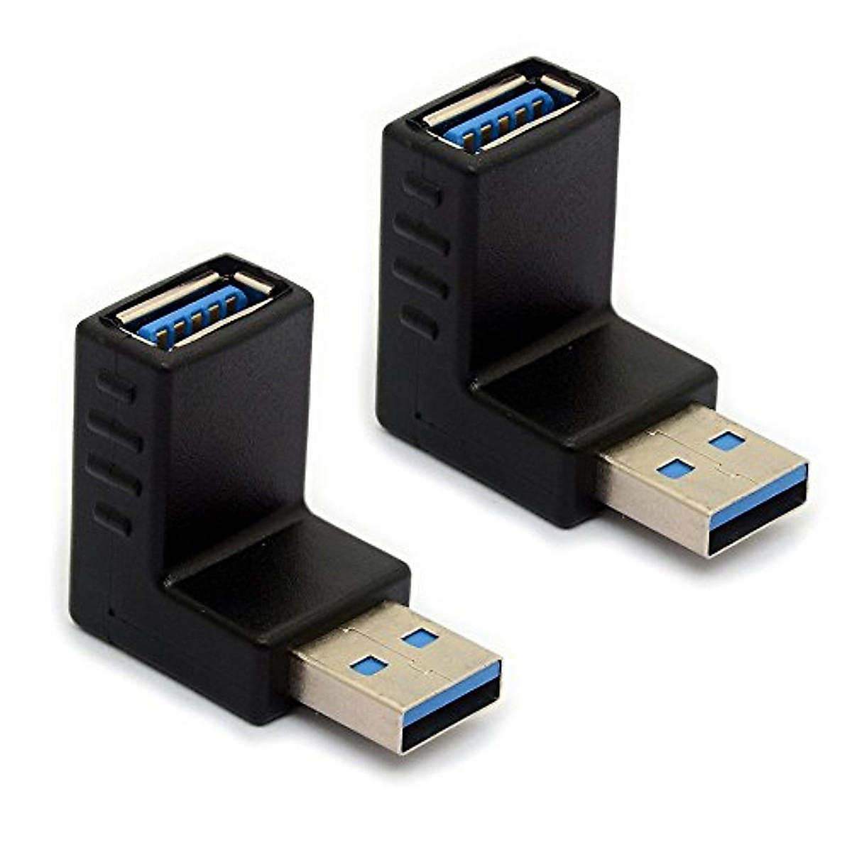 BSHTU USB 3.0 Adapter 90 Degree Right Angled Gender Changers USB Connector Type A Vertical Male to Female Extender L-Shape Plug 2Pcs (Down)