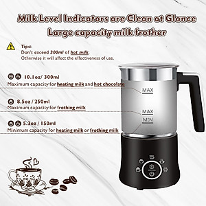 Huogary Detachable Milk Frother 5-in-1 Electric Milk Frother and Steamer Stainless Steel Milk Foamer Frother Cold Foam Hot Chocolate Maker with Dishwasher Safe