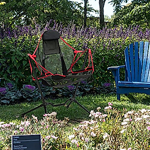 ALIMORDEN Oversize Outdoor Folding Chair Camping Chair Equipment Lounge Chair，Portable， Ultralight Aluminum Rocking Chair, Comfortable Backrest Outdoor Hammock Lounger with Cup Bag， Red