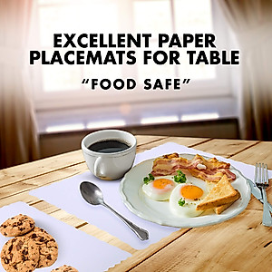 Fit Meal Prep 200 Pack Disposable Paper Placemats, 14 x 10 Inch White with Decorative Wavy Scalloped Edge for Restaurant Catering Dining Table, Baby Kids Birthday Parties