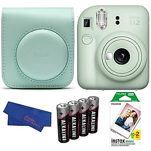 Fujifilm INSTAX Mini 12 Instant Film Camera (Mint Green) Bundle, Includes: INSTAX Mini Film (20 Exposures), INSTAX Mini 12 Case and More (5 Items)