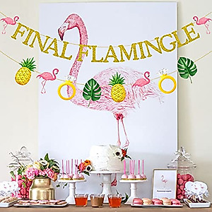 Bachelorette Party Decorations Final Flamingle Banner Pineapple Flamingo Ring Garland for Women's Hawaii Tropical Backdrop Summer Party Supplies