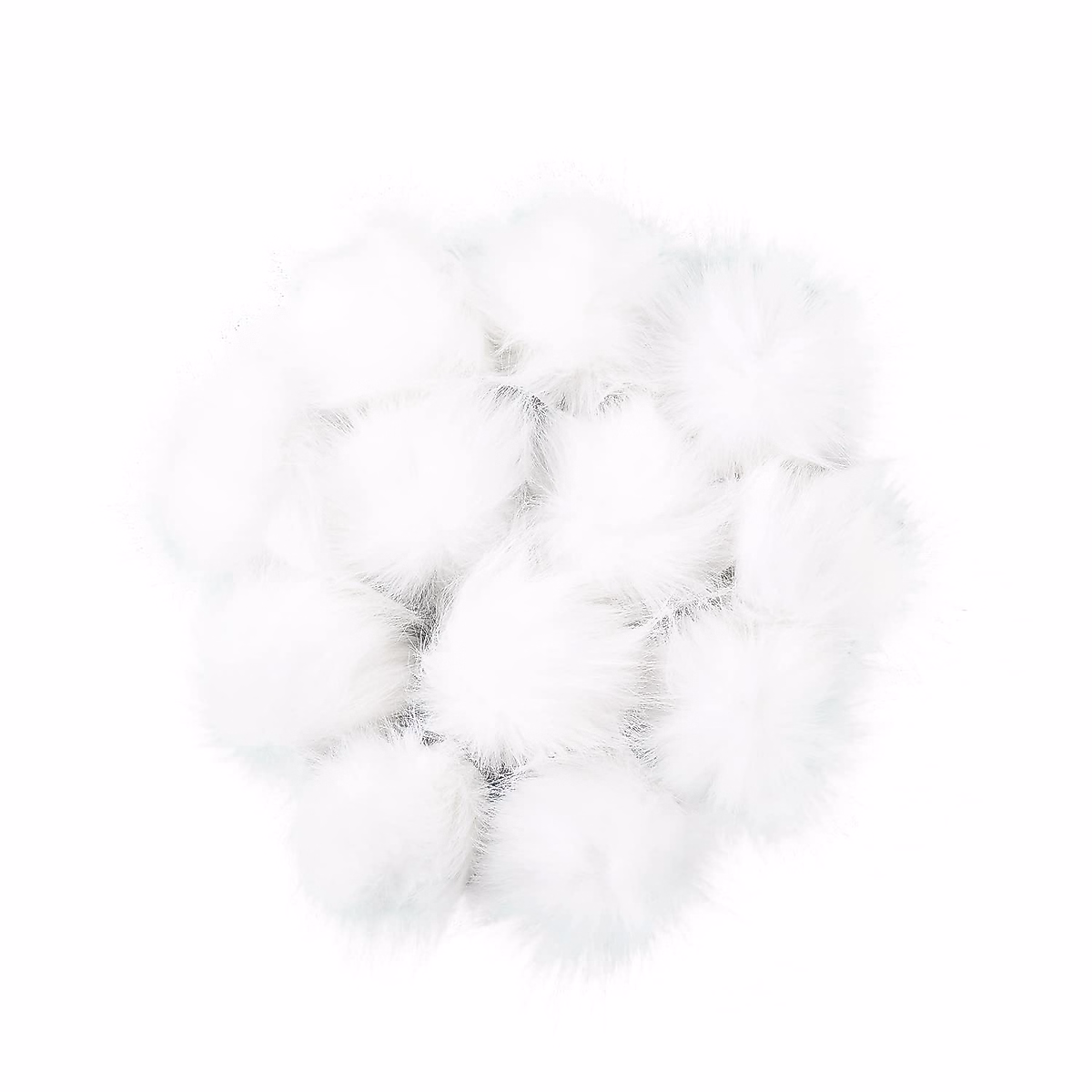 12 Pieces Christmas White Faux Fur Pom Pom Balls Fur Fluffy Pompom Ball with Elastic Loop for Hats Shoes Scarves Gloves Scarves Bag Key Chain Charms Accessories(White)