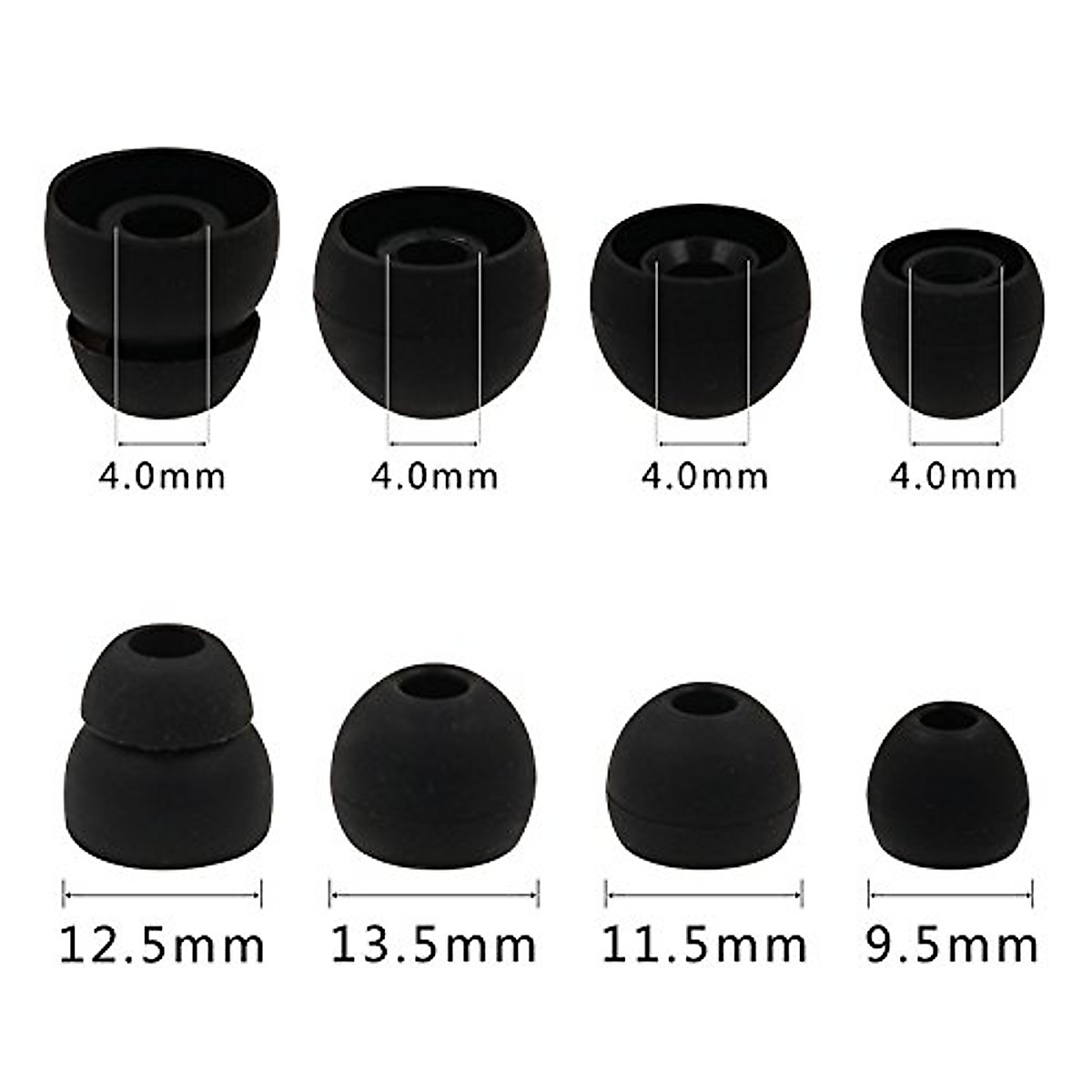 ALXCD Ear Tip for LG HBS Series Earphone, SML & Double Flange Silicone Replacement Earbud Gel Tip, Fit for LG HBS-750 770 800 810 900 910 Tone Pro Ultra Plus (Not for 1100)[4 Pair](Black)