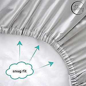 Dreamy Sheets Baby Crib Mattress Sheet - Made up of Silky Fabric Skin & Hair Friendly - Standard Size Satin Crib Mattress Breathable Cover - Premium Quality Nursery Sheets - 28x52x8in - Gray