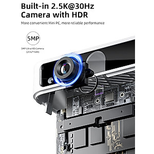 MINISFORUM MC560 Mini PC Windows 11 Pro AMD Ryzen 5 5625U 16GB RAM 512GB SSD Mini Desktop Computer with 2.5K@30Hz Camera, Dual High-Fidelity Speakers, 1xHDMI / 1X USB C / 2X USB3.2 Port