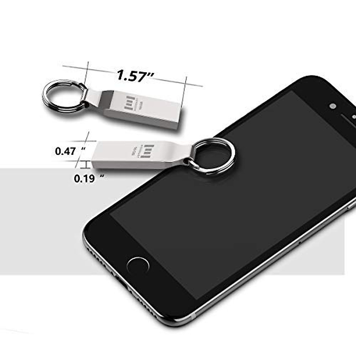 MOSDART Waterproof 16GB USB2.0 Flash Drive, FAT32 Metal Memory Stick with Keychain, for System Back, Data Storage, Silver(Pack of 10)