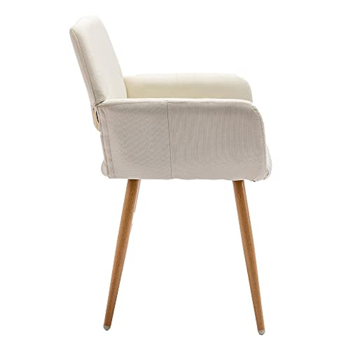 KCC Dining Chair 1 Piece, Upholstered Fabric Desk Chairs Small Armchair, Leisure Modern Living Room Accent Chairs with Metal Tube Legs for Kitchen, Dining Room, Guest Room Bedroom, Beige