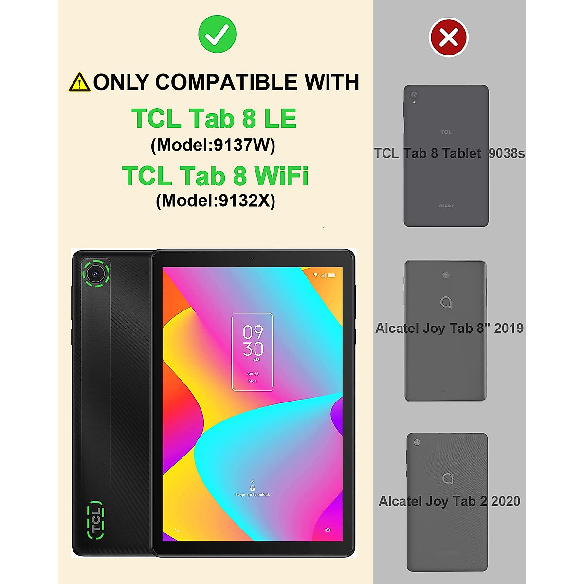WESOROL Case for TCL Tab 8 LE Case,TCL Tab 8 LE Tablet Case with Kickstand,Rugged Military Grade Shockproof Kids Case for TCL Tab 8LE 9137W / TCL Tab 8 WiFi 9132X