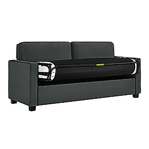 DHP Signature Sleep Casey Velvet Sofa with Memory Foam Mattress, Gray, Queen