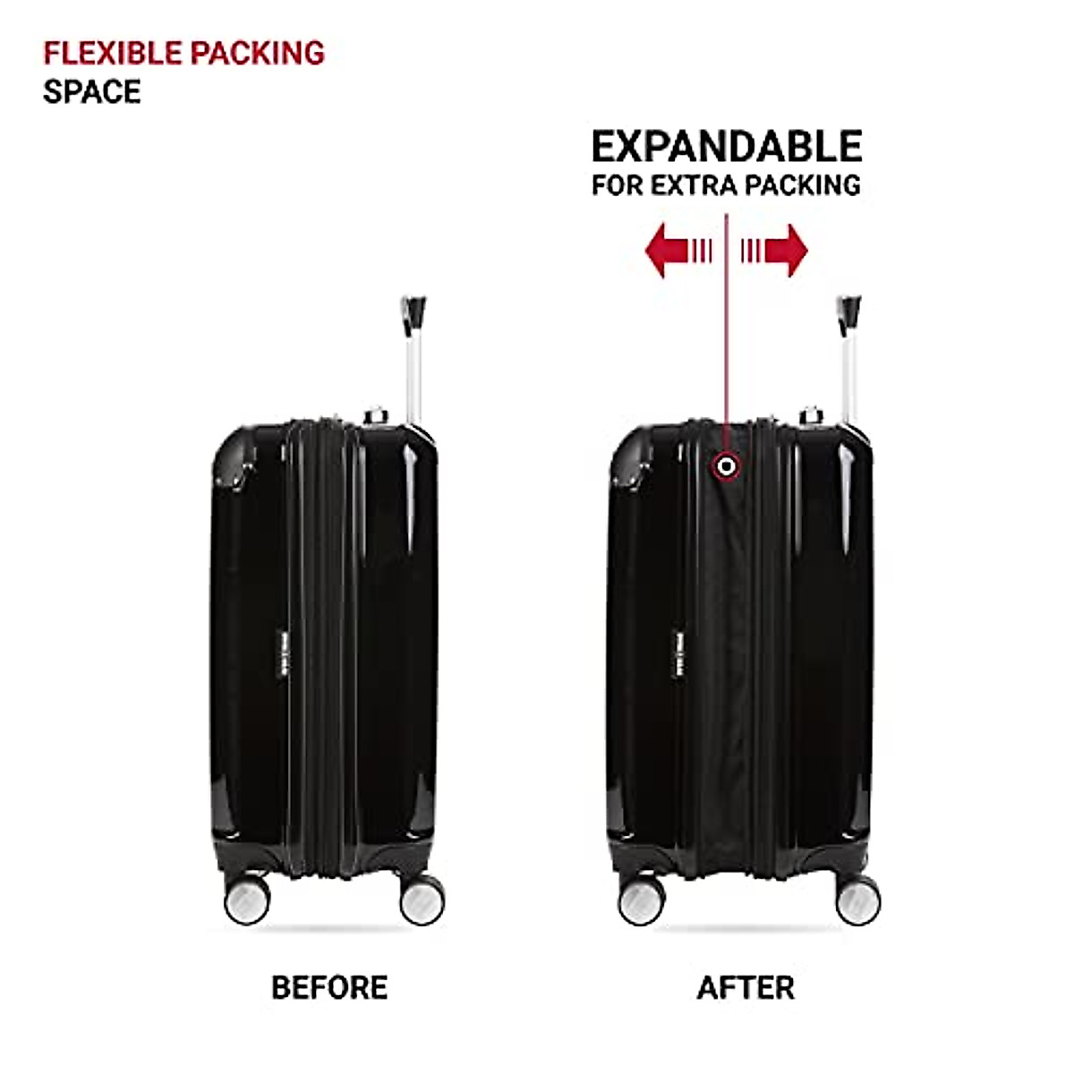 SwissGear 7786 Hardside Expandable Luggage with Spinner Wheels, Black, Carry-On 20-Inch