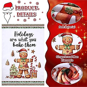 6 Packs Christmas Gingerbread Man Kitchen Hand Towels 12 x 18 Inch Gingerbread Man Kitchen Towels and Dish Towels Set Wash Cloths Towels for Christmas African Drying, Cleaning, Cooking Baking