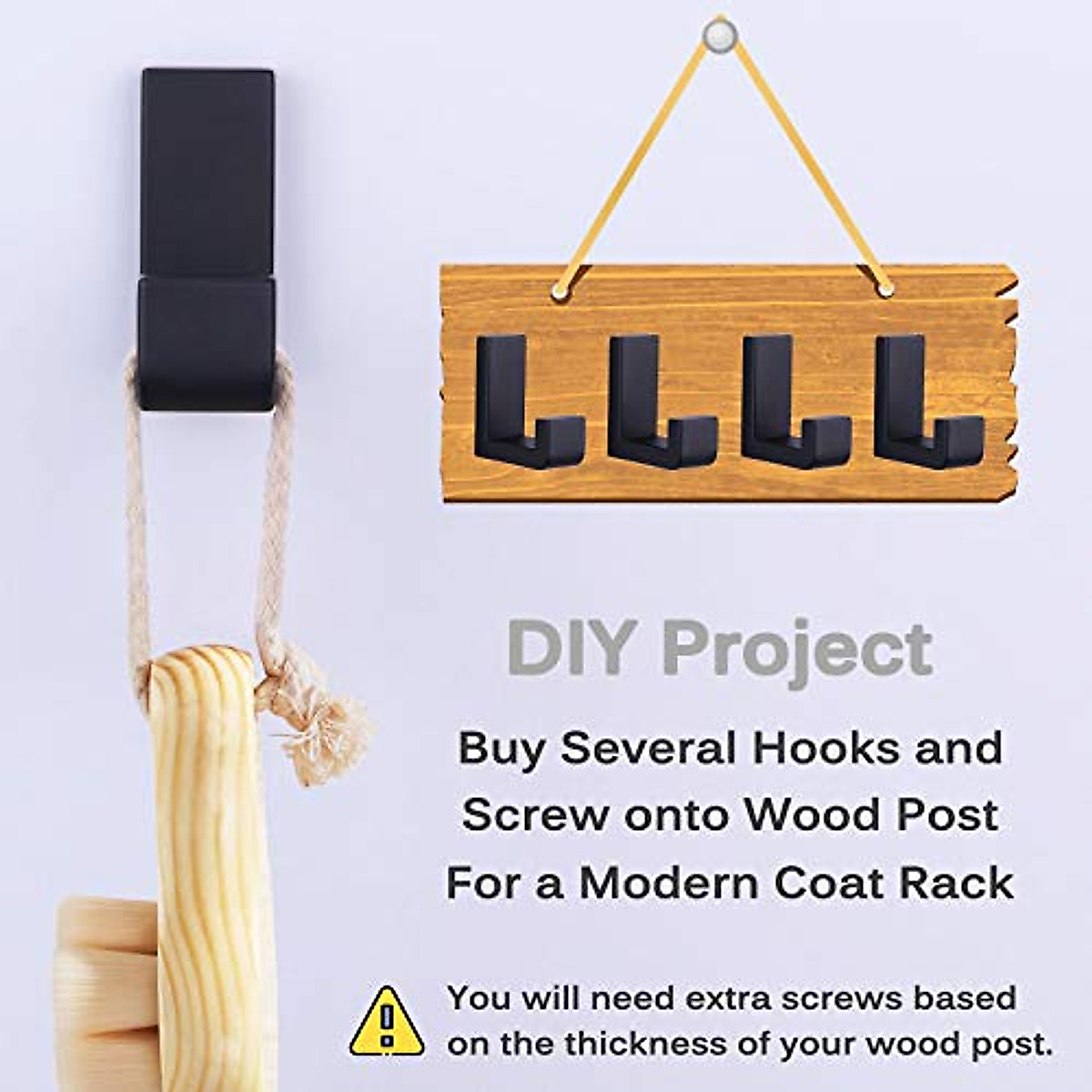 Angle Simple Robe Towel Hook Matte Black, Stainless Steel Clothing Towel Hanger, Wide Utility Hook, Hand Towel Holder for Bathroom Kitchen Office Cabinet, Modern and Farmhouse Style, Wall Mount