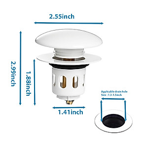 IEKK Universal 2 in 1 Pop Up Bathroom Sink Drain Hair Stopper with Anti-Clogging Filter Basket Bathtub Drain Hair Catcher and 2PCS Ceramic Push-on Stopper for 1.33"-1.57"(34-40mm) Basin Drain Hole