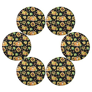 Placemats for Dining Table Mats - Autumn Pumpkins Sunflowers Leaves Branches Place Mat Holiday Place Mats Home Decoration 15.4 inch