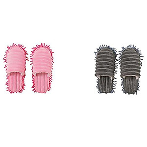 IWOWHERO 1 Pair Indoor Slippers Household Vacuum Cleaners Women'sandals Foot Mop Slippers Reusable Slipper Bathroom Mop Slippers Floor Leisure Shoes Small Mop Grey Miss Stripe Frey Mop