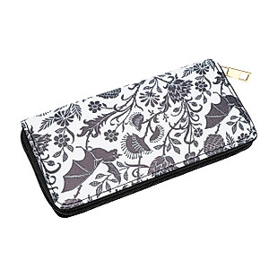 Wytidian Skull Wallets for Women, Zip Around Goth Wallet Large Capacity Phone Case Long Purse Credit Card Clutch for Women Ladies Girls (Goth Bat)