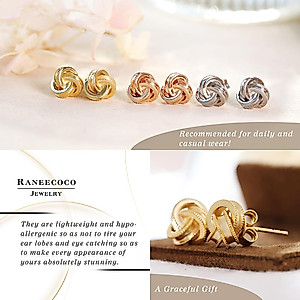 Gold Plated Sterling Silver Studs Love Knot Earrings For Women | Hypoallergenic & Nickle Free Jewelry for Sensitive Ears (10, white-gold-plated-silver)
