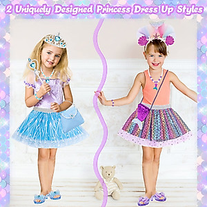 Princess Dress Up Shoes and Jewelry Boutique -Girls Pretend Play Set w Cloak & Tutu Skirt, 3 Pairs Princess Shoes Pretend Accessories Toddlers Beauty Birthday Gifts Toys Years3+