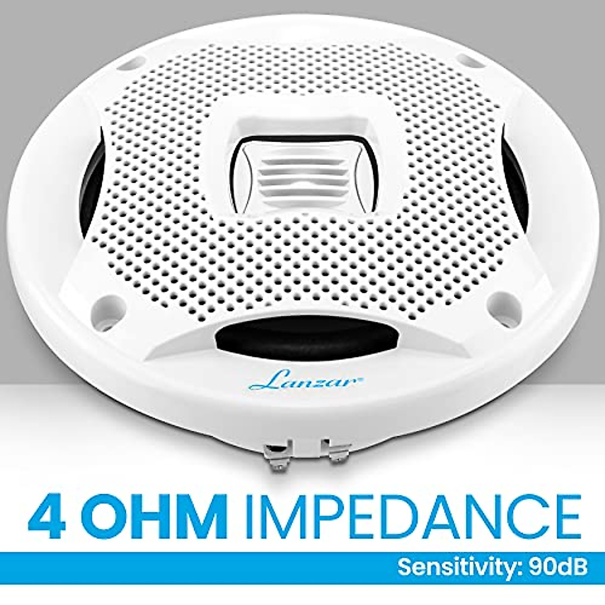 Lanzar 6.5” Dual Waterproof Marine Speakers - 400W 4Ohm Outdoor Car/Boat Radio Stereo Speakers Weather Proof Marine Stereo Speakers System Pair - Mounting Kit Speaker Wire, Grill- Lanzar AQ6CXW