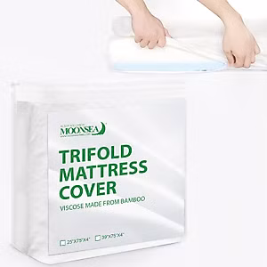 Moonsea Waterproof Replacement Cover for 25 x 75 x 4 Inch Tri-fold Mattress (Only Cover), Viscose Made from Bamboo Tri-fold Mattress Protector