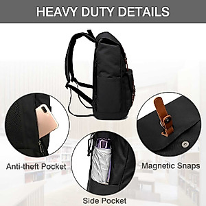 VASCHY School Backpack for Men and Women Casual Travel Backpack Camping Rucksack Bookbag with15.6in Laptop Sleeve Black