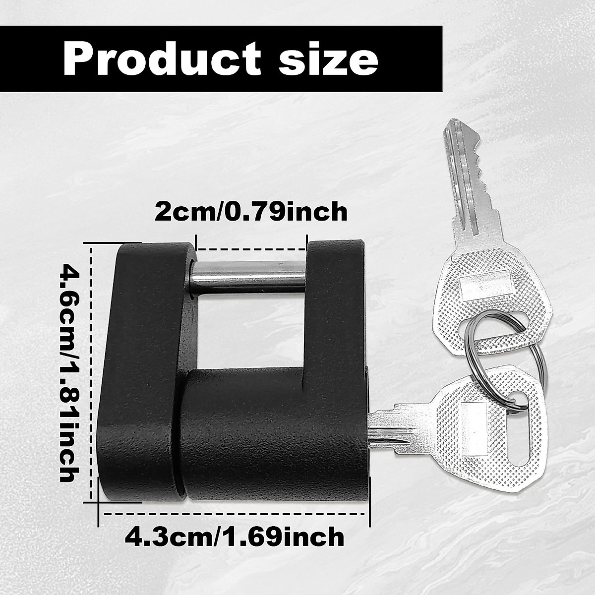Black Trailer Hitch Coupler Lock Trailer Hitch Lock Tow Boat RV Truck Car's Coupler Heavy Duty Steel Trailer Tongue Locks(1pack)