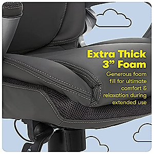 Serta AIR Health and Wellness Executive Office Chair High Back Ergonomic for Lumbar Support Task Swivel, Bonded Leather, Light Gray