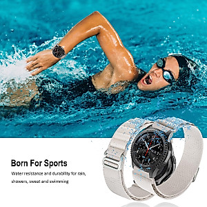 MroTech 22mm Nylon Band Compatible With Samsung Galaxy Watch 46mm (2019)/Watch 3 45mm/Gear S3 Frontier Band Replacement for GT/GT2/2e/GT3/GT4 Pro 46mm Strap for Men Women Alpine Starlight Beige