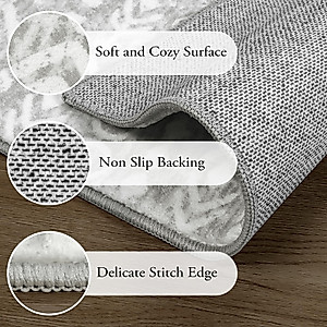 Lahome Boho Moroccan Area Rugs 5x7, Washable Grey Rugs for Bedroom Non-Slip, Low-Pile Soft Tribal Print Living Room Rug, Non-Shed Neutral Geometric Indoor Carpet for Office Playroom Dining Room