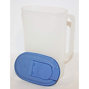 Tupperware Vintage Slim Line 2 Quart Sheer Refrigerator Pitcher With True Blue Seal