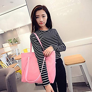 Capacity Solid Messenger High Women Bags Handbag Satchel Shoulder Zippered Tote (Pink, One Size)