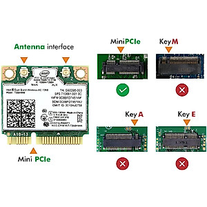 7260HMW WiFi Card, Dual Band Wireless-AC 7260 Mini PCIe Network Adapter with Bluetooth 4.0 Support Windows 10, Windows 8, Windows 7, WiFi Module Work with Laptop/Notebook