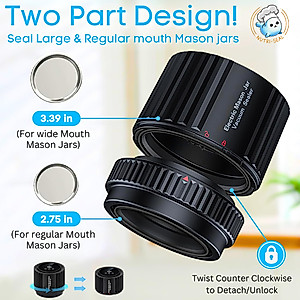 Nutri-Seal™ Electric Mason Jar Vacuum Sealer Kit - Fits Wide & Regular Mason Jars - Jar Vacuum Sealer For Mason Jars - Easy to Use - Automatic Electric Mason Jar Sealer - Vacuum Sealer For Jars w/Lids