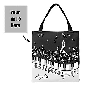 Eiis Personalized Tote Bag Abstract Piano Music Canvas Shopping Travel Resusable Shoulder Tote Bag Handbag, One Size