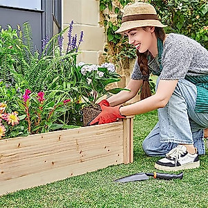Yaheetech 8×2ft Wooden Horticulture Raised Garden Bed Divisible Elevated Planting Planter Box for Flowers/Vegetables/Herbs in Backyard/Patio Outdoor, Natural Wood, 97 x 25 x 11in