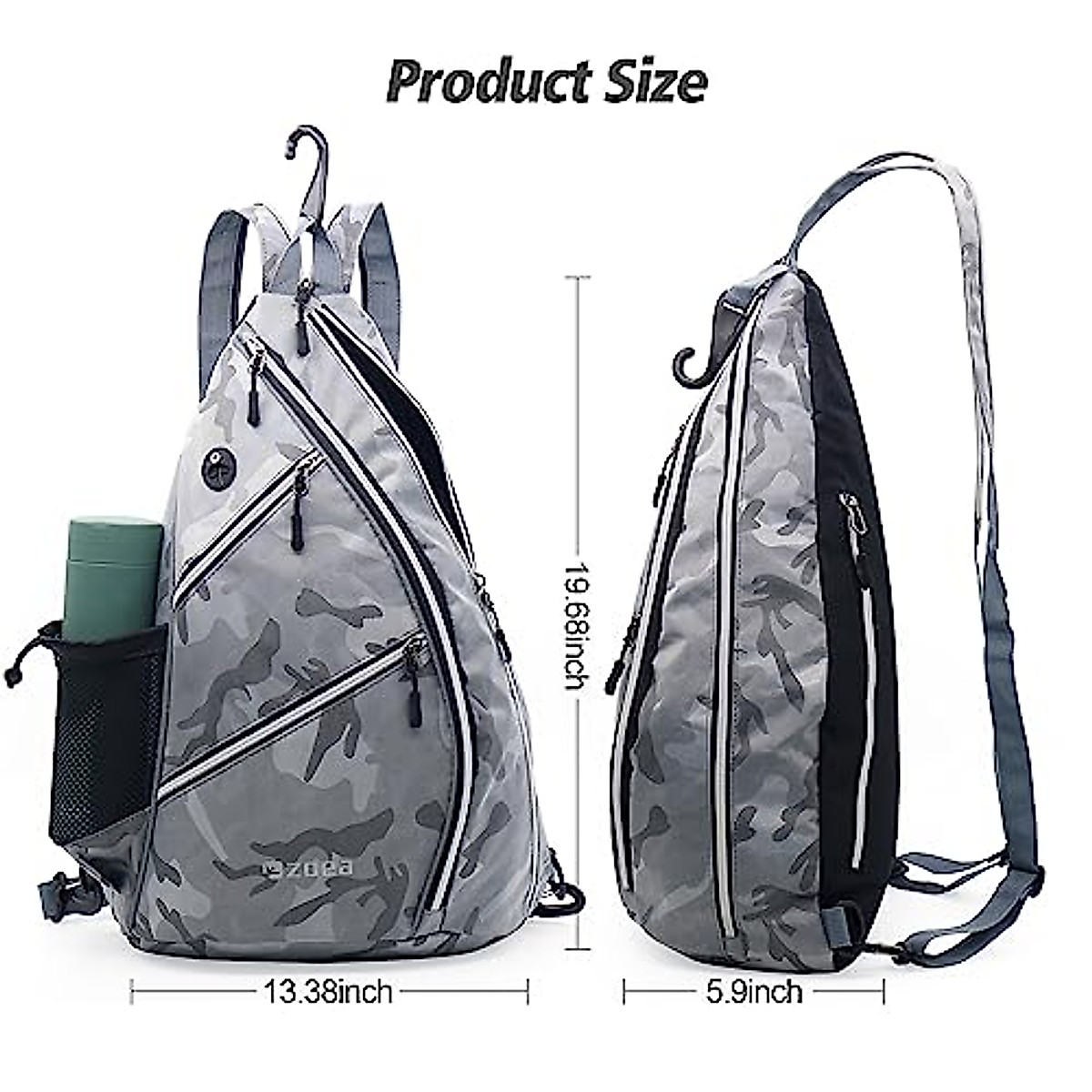 ZOEA Pickleball Bag, Adjustable Pickleball Bag with Water Bottle Holder, Pickleball Paddle Backpack for Men and Women (Camouflage Grey)