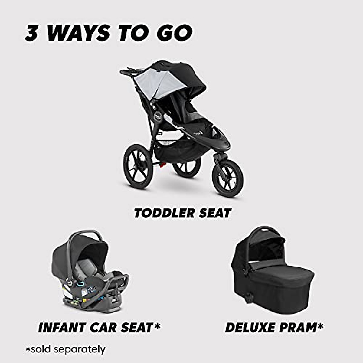 Baby Jogger Summit X3 Jogging Stroller - 2016 | Air-Filled Rubber Tires | All-Wheel Suspension | Quick Fold Jogging Stroller, Black/Gray