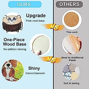 SUUYOO 8 Pcs Diamond Painting Coasters with Holder, Cute Dog Diamond Art Coasters, DIY Craft Kits for Adults, Small Diamond Art Coasters Kit for Kids Beginners