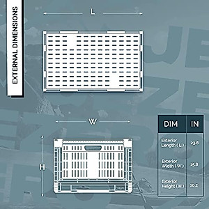 JEZERO Stackable, Collapsible Professional Storage Crate: Grated Wall Utility Storage Baskets for Household Storage and Organization | Black, 23.6" x 15.8" x 11.3”, 2-Pack (PN: CC28-2PK)