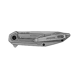 Kershaw Terran EDC Pocket Knife, 3.125" 8Cr13MoV Steel Drop Point Blade, Assisted Flipper Folding Knife,Silver
